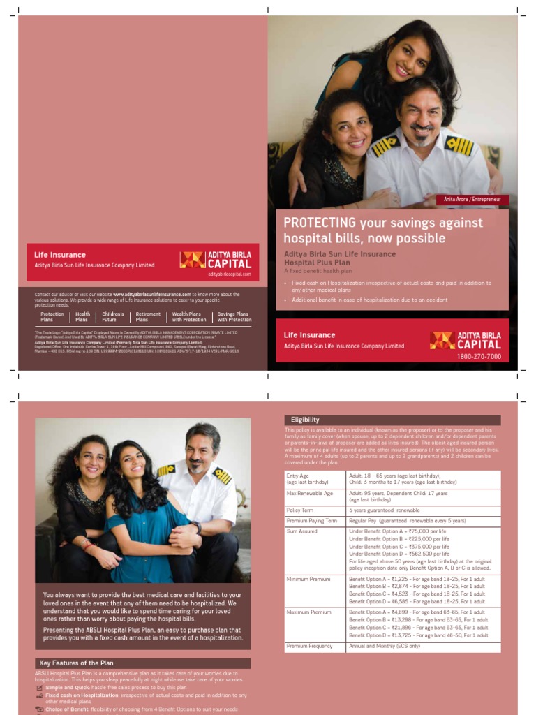 ABSLI Hospital Plus Plan Overview | PDF | Insurance | Hospital