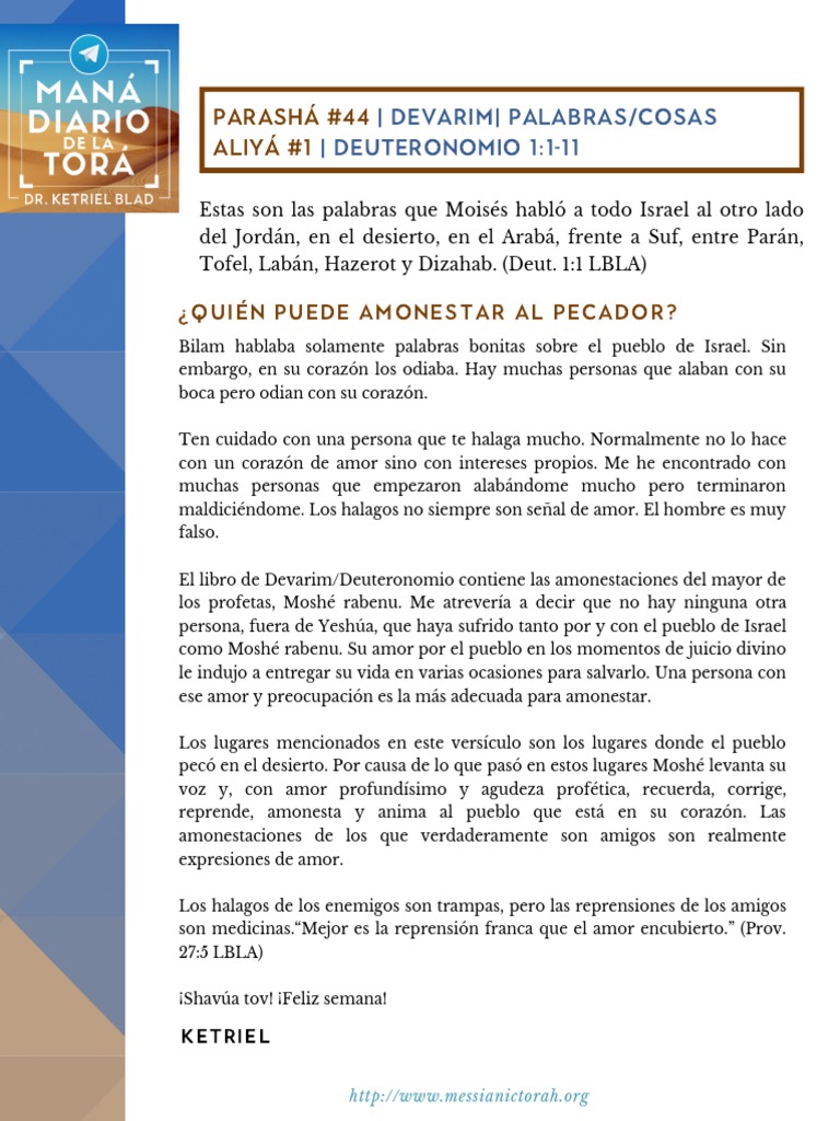 44 1 Devarim ¿Quién Puede Amonestar Al Pecador DR Ketriel Blad | PDF