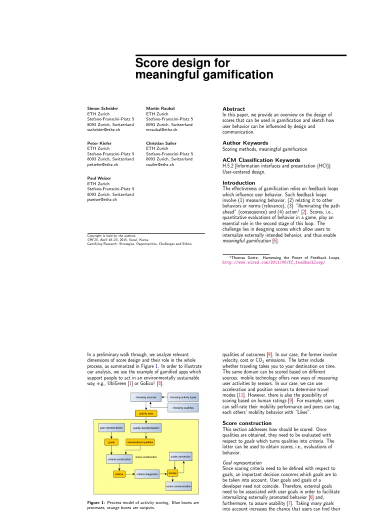 Score Design For Meaningful Gamification | PDF | Goal | Level Of ...