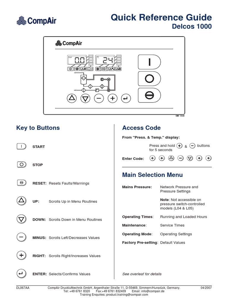 Quick Reference Guide: Delcos 1000 | PDF | Menu (Computing) | System Software