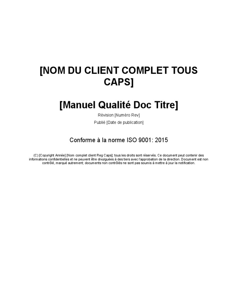 Manuel Qualité ISO 9001 Version 2015 | PDF | Management de la qualité ...