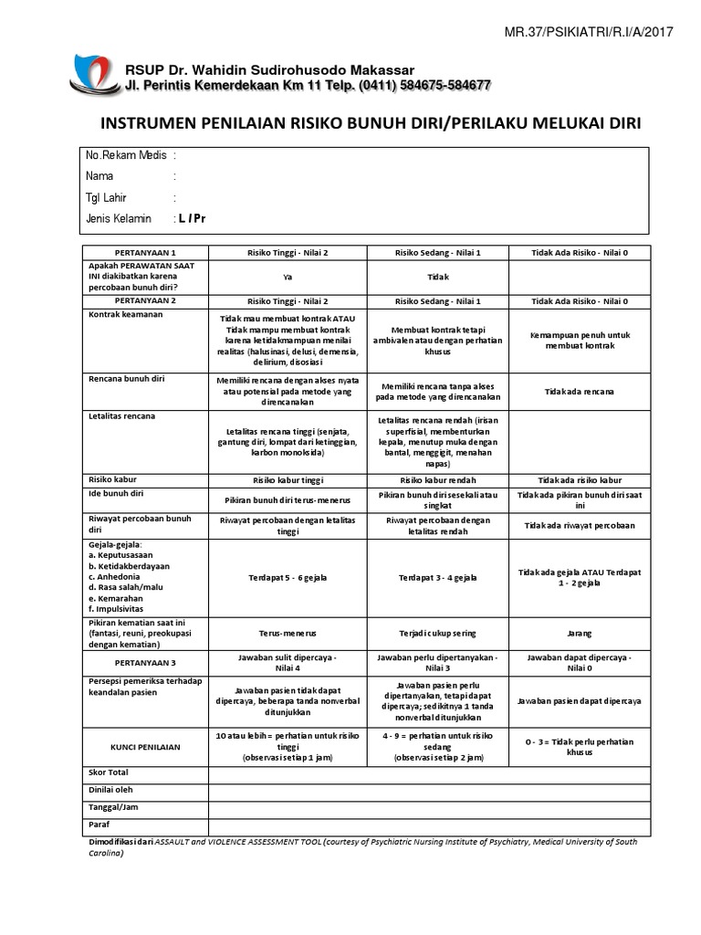 Instrumen Penilaian Risiko Bunuh Diri-1 PDF | PDF
