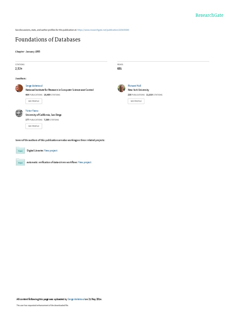Foundations of Databases: January 1995 | PDF | Xml Schema | Databases