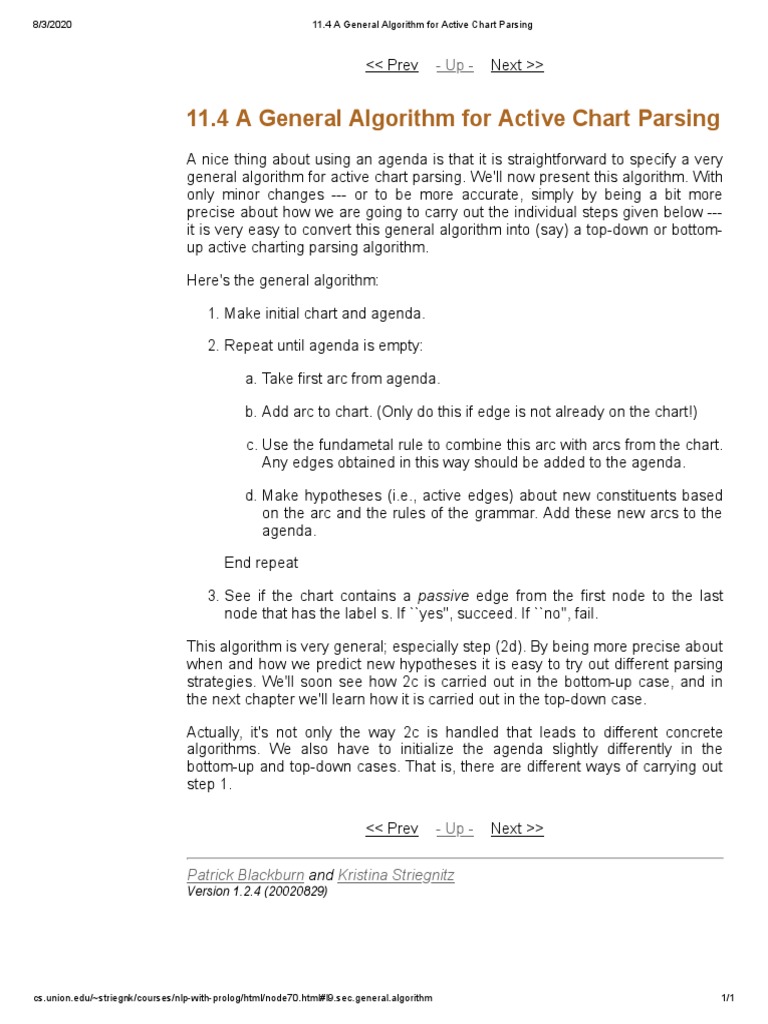 11.4 A General Algorithm For Active Chart Parsing PDF | PDF | Parsing | Algorithms