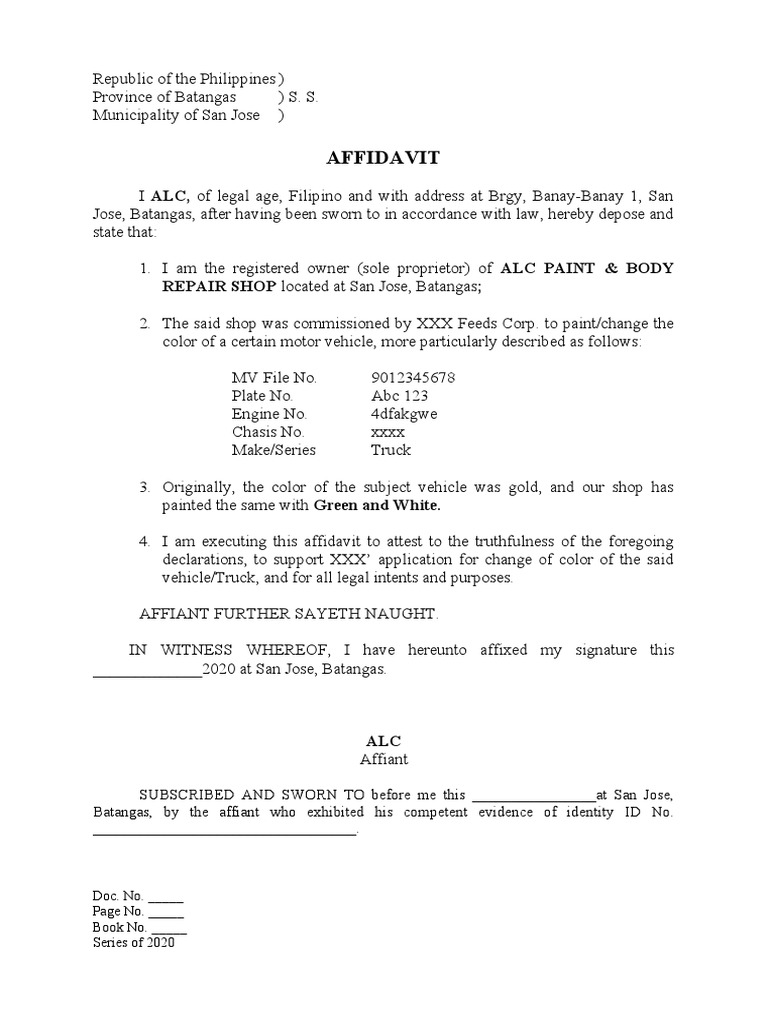 Affidavit - CHANGE COLOR | PDF