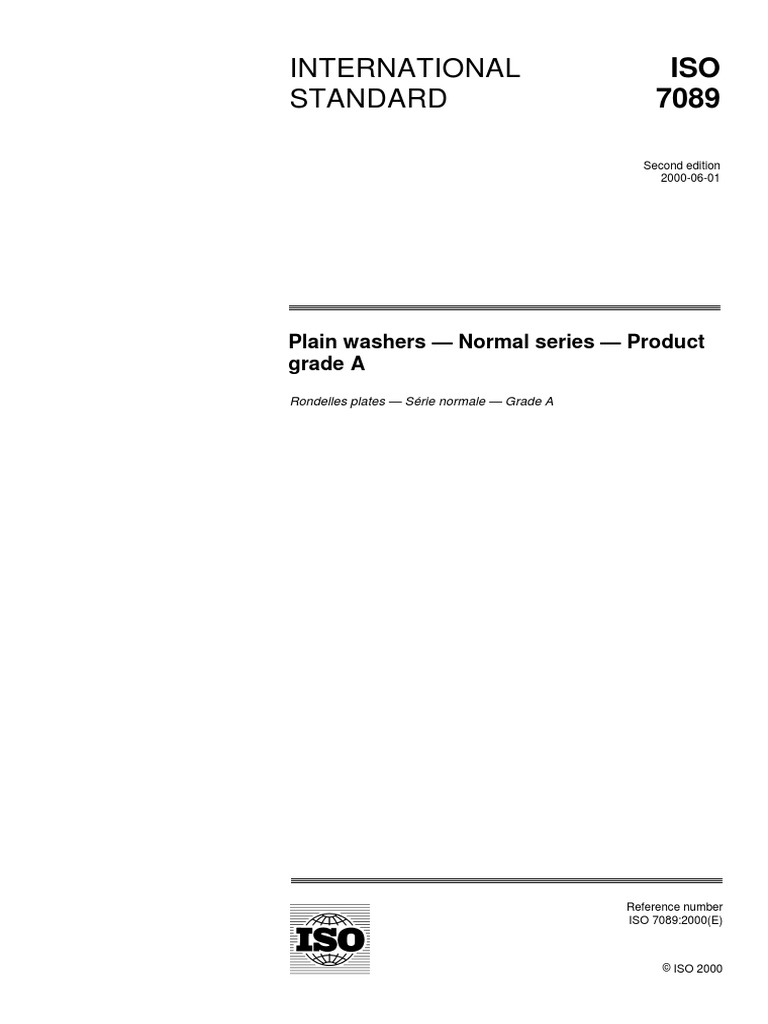 ISO 7089 - Plain Washers - Normal Series - Product Grade A PDF | PDF ...