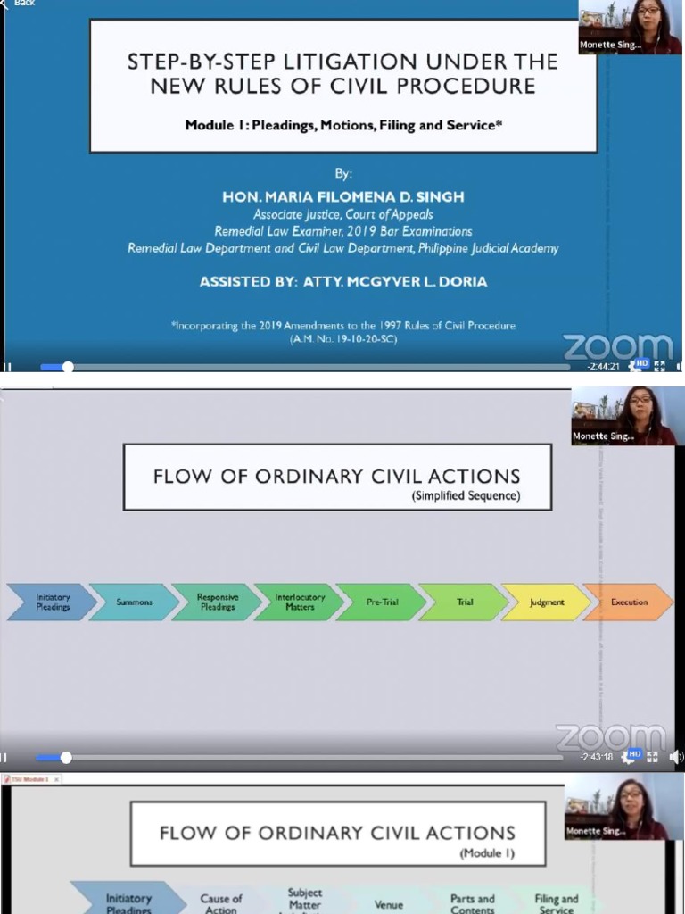 Part 1 Step-By-Step Litigation Under The New Rules of Civil Procedures ...