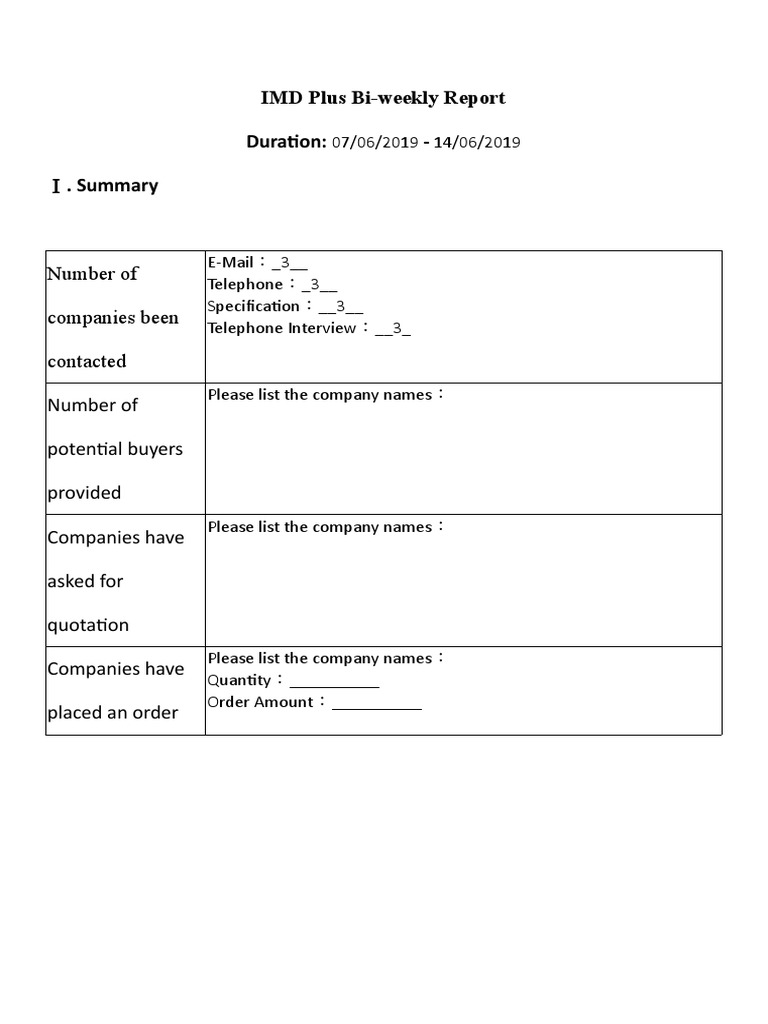 Summary: IMD Plus Bi-Weekly Report Duration | PDF