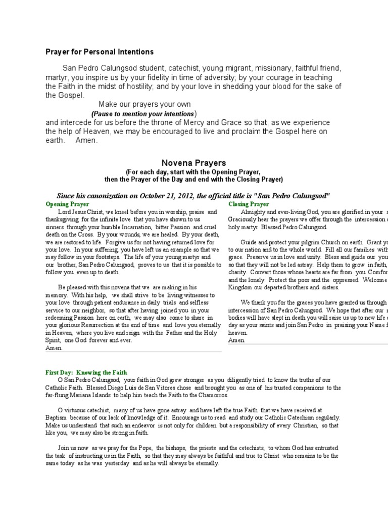 Prayer For Personal Intentions | PDF | Grace In Christianity | Jesus
