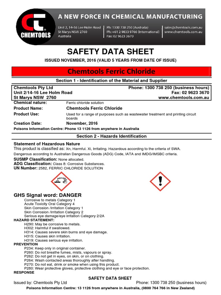 Ferric Chloride | PDF | Dangerous Goods | Fires
