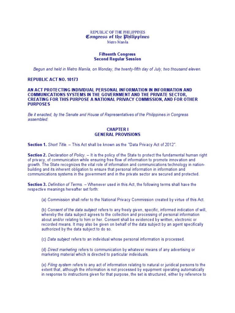 Data Privacy Act of 2012 Overview | PDF | Regulatory Compliance ...