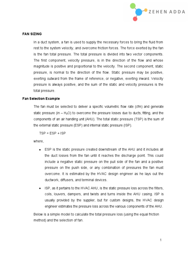 2.fan Selection | PDF | Duct (Flow) | Electromechanical Engineering