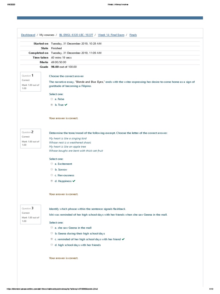 Finals - Attempt Review ENGL | PDF
