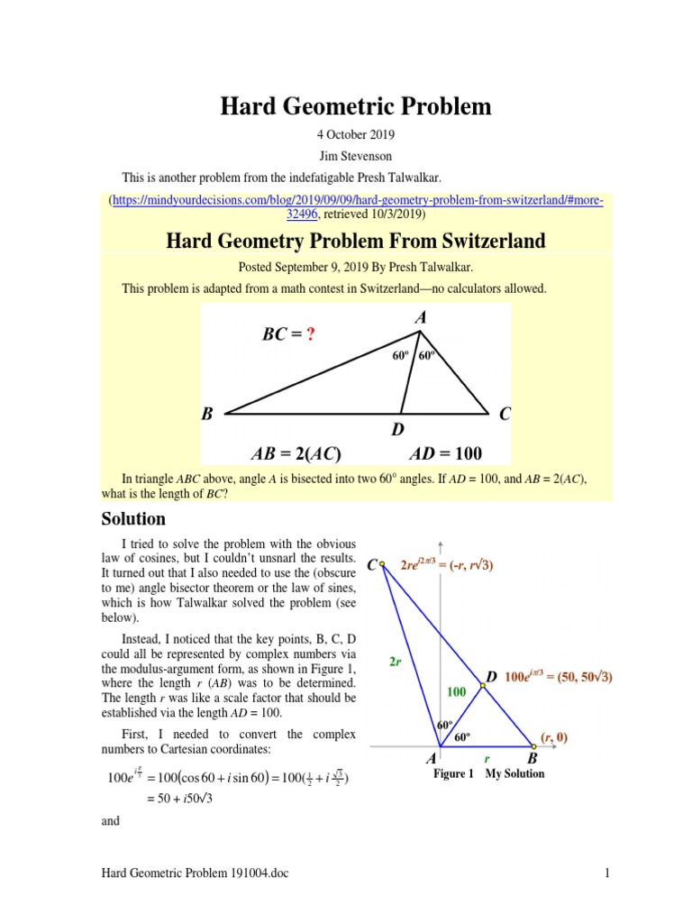 Solving a Hard Triangle Problem | PDF | Sine | Triangle