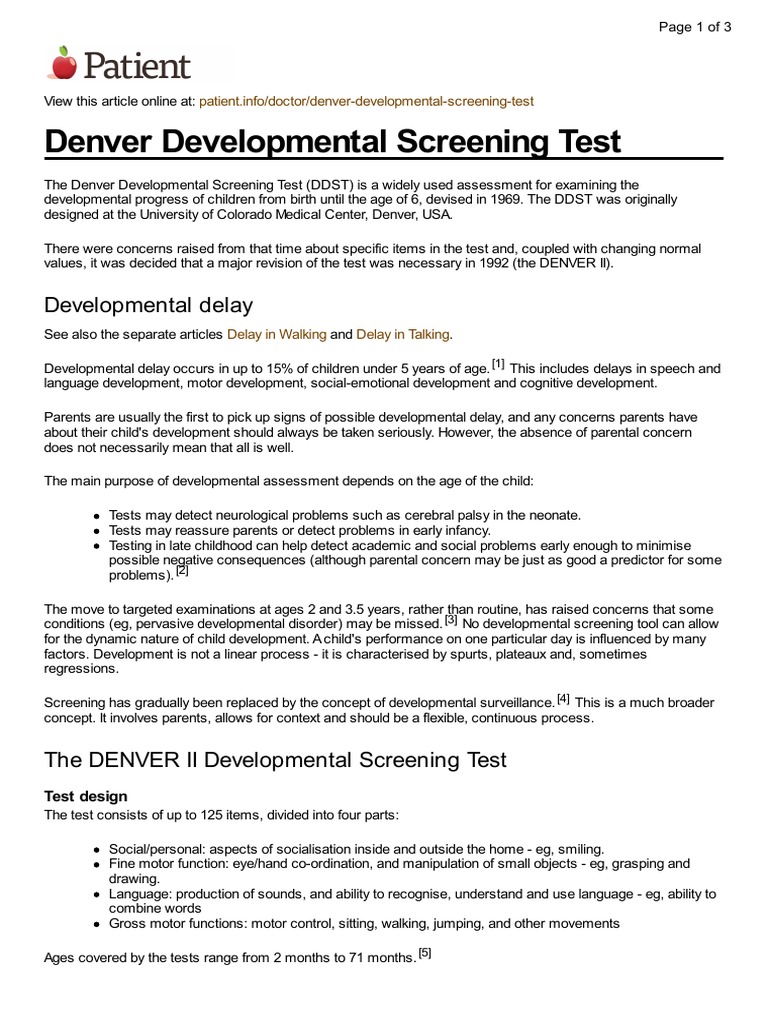 DDST Patient Co PDF | Download Free PDF | Behavioural Sciences | Cognition