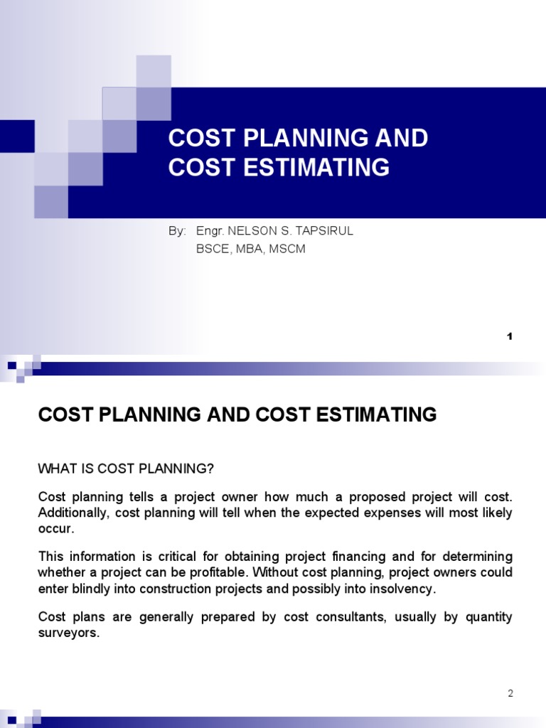 Cost Planning and Estimating in Construction | PDF | Economic Sectors ...