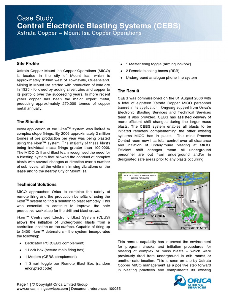 Central Electronic Blasting Systems (CEBS) : Case Study | PDF | Mining ...