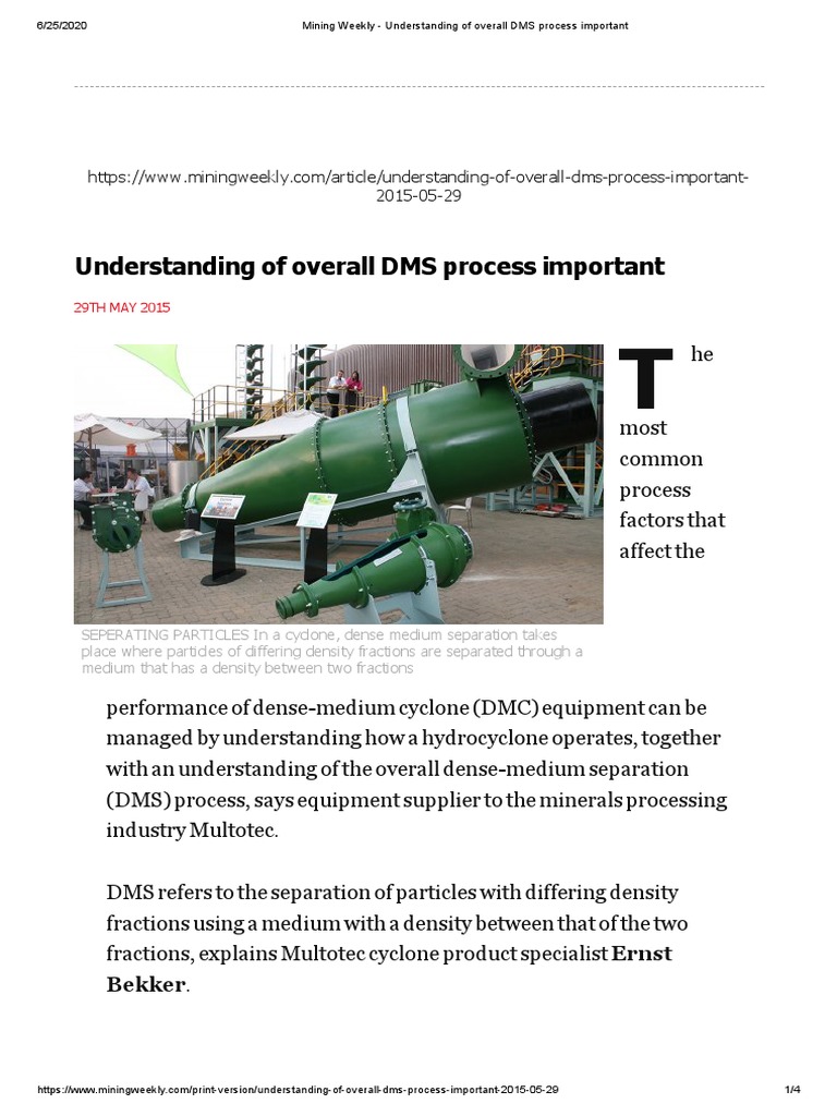 Mining Weekly - Understanding of Overall DMS Process Important | PDF ...