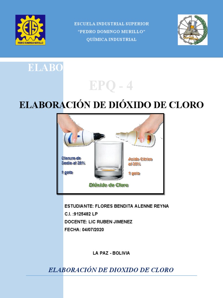 Elaboracion de Dioxido de Cloro | PDF | Elementos químicos | Sustancias químicas