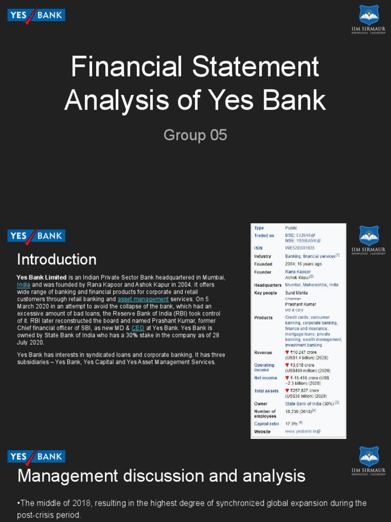 Yes Bank Financial Performance Analysis | PDF | Reserve Bank Of India ...