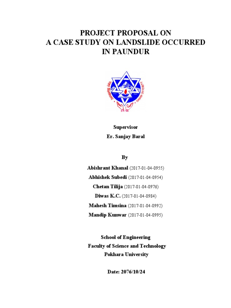 Project Proposal On A Case Study On Landslide Occurred in Paundur | PDF | Landslide ...