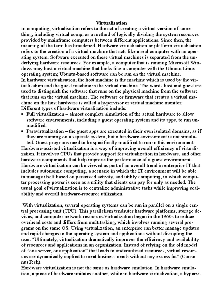 Virtualisation | PDF | Virtualization | Desktop Virtualization
