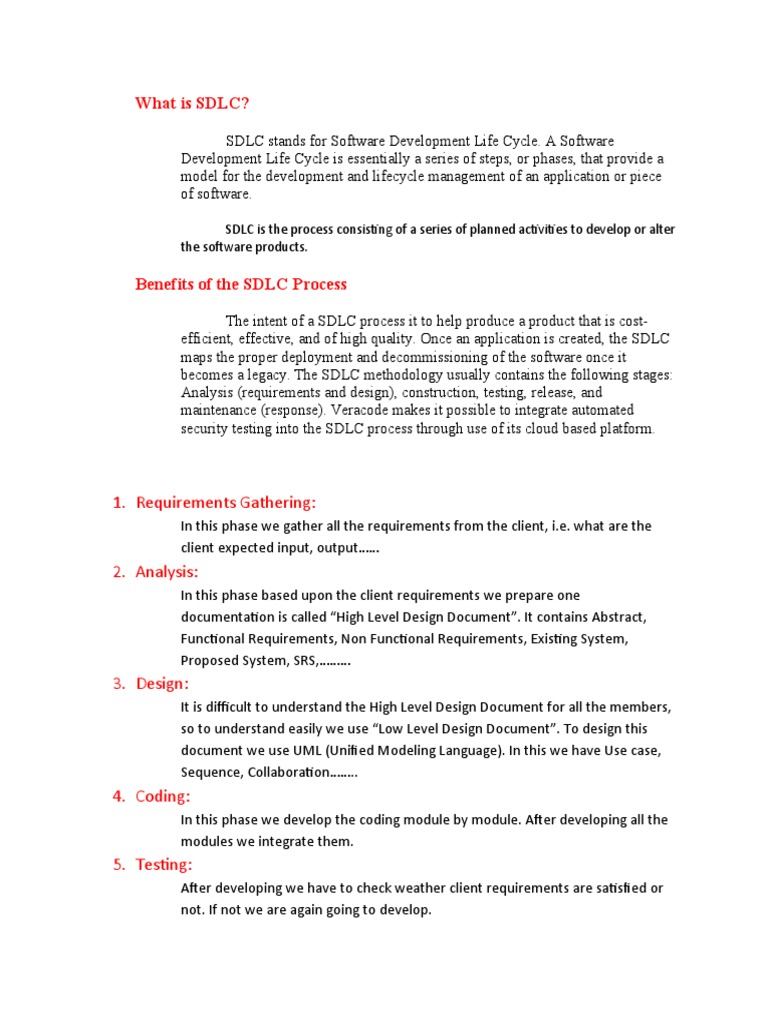 What Is SDLC?: 1. Requirements Gathering | PDF