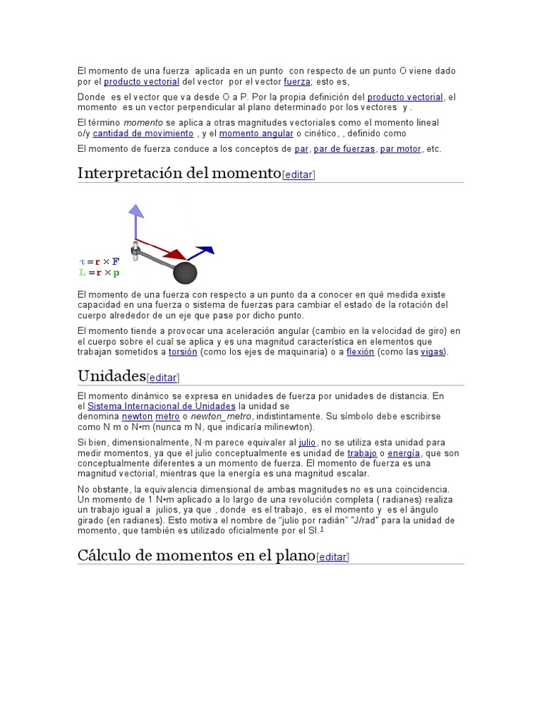 Conceptos básicos del momento de fuerza: definición, interpretación ...