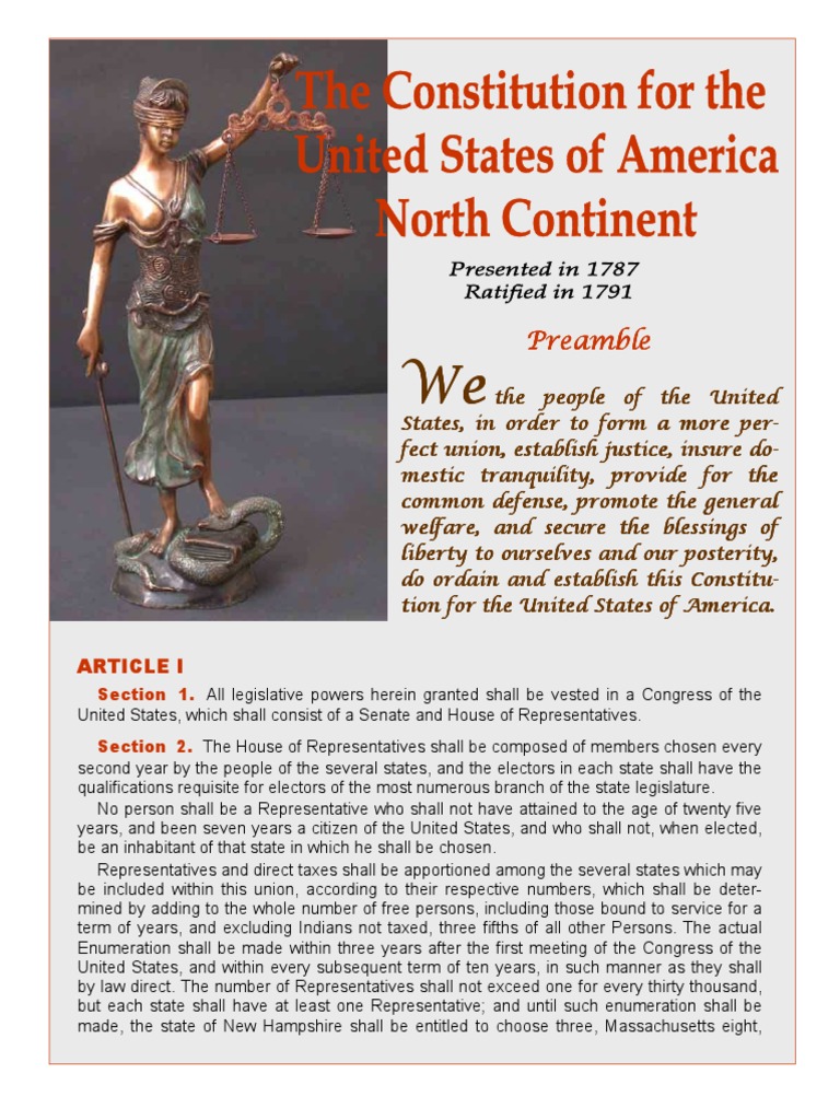 The Constitution For The United States of America North Continent | PDF ...