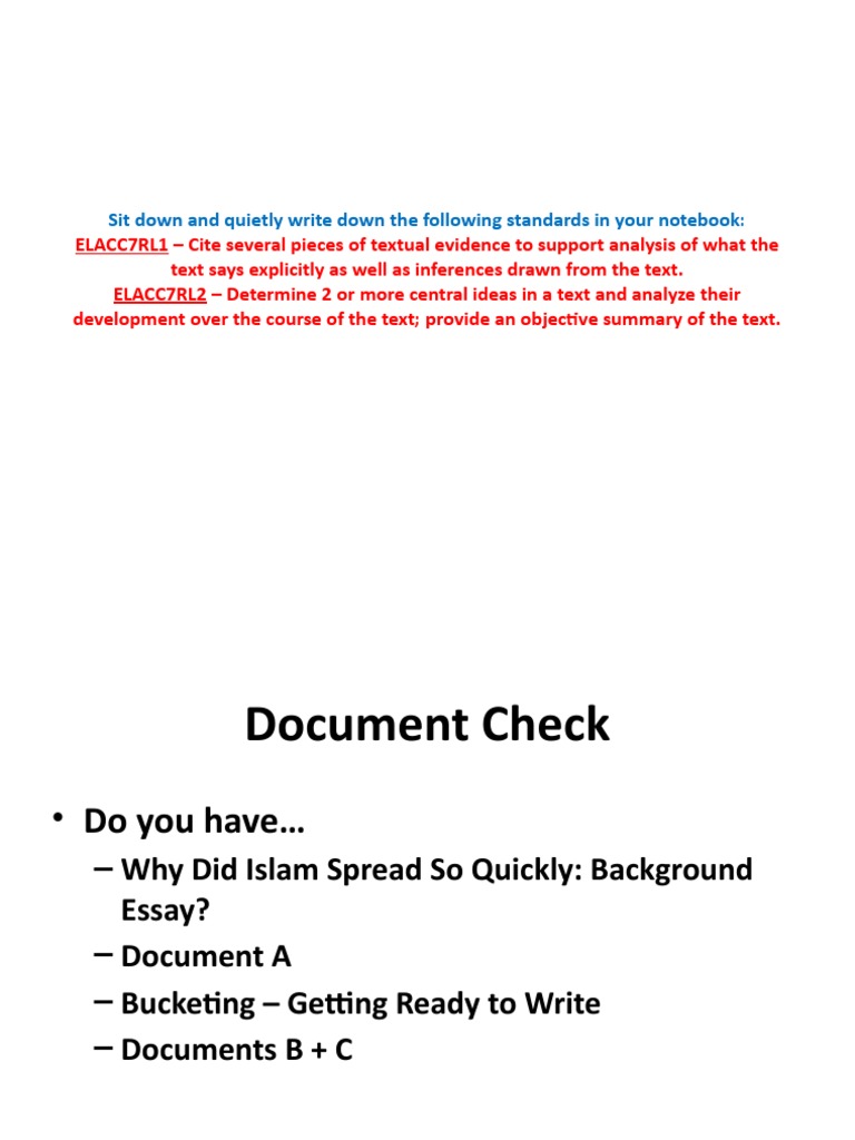 Sit Down and Quietly Write Down The Following Standards in Your ...