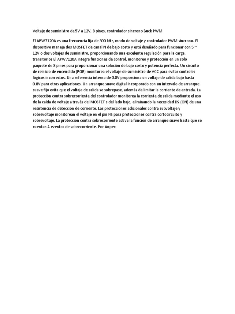 APW7120A Voltaje de Suministro de 5V A 12V | PDF | Computadoras