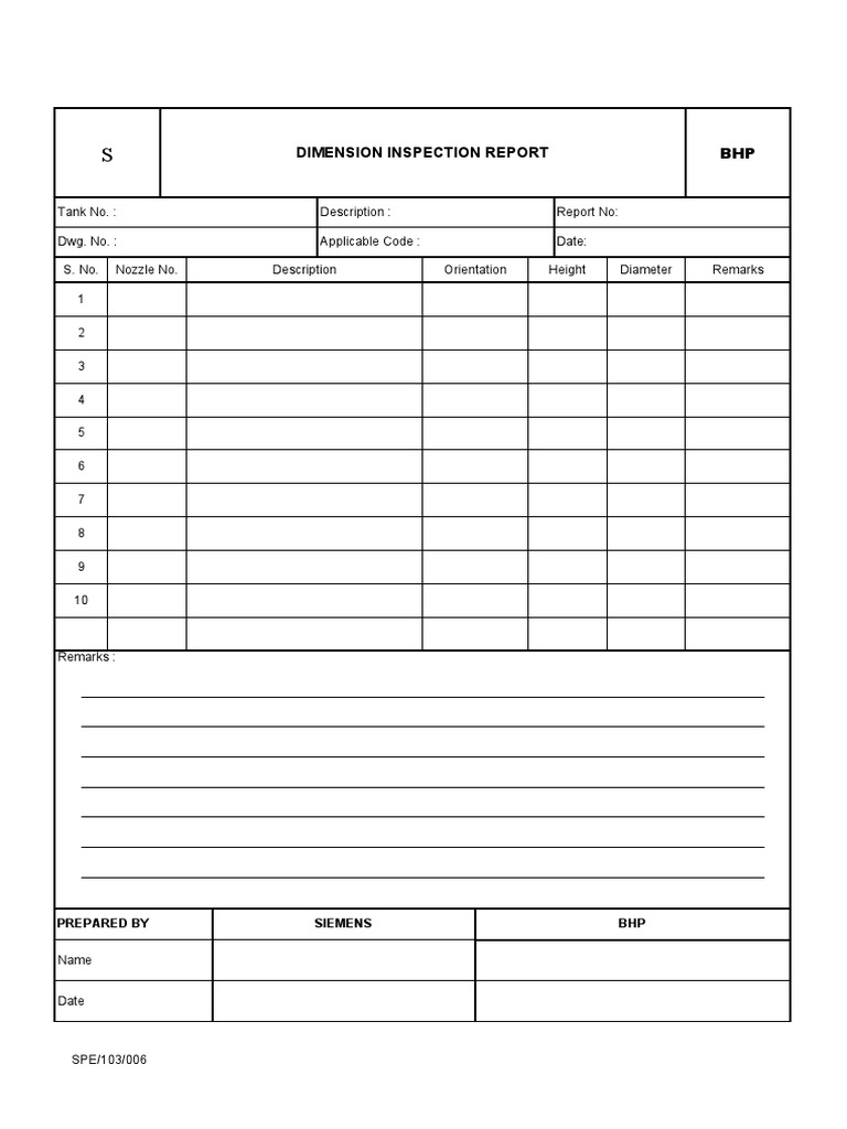 Dimensional Inspection Report Template | PDF | Technology & Engineering