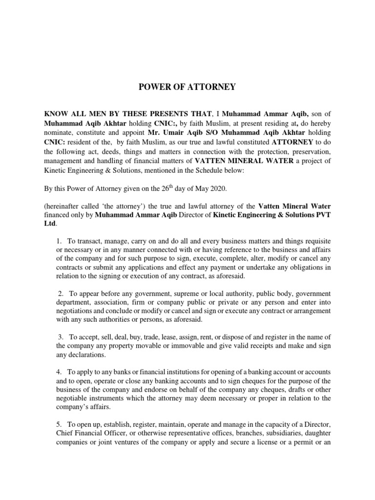 Power of Attorney | PDF | Power Of Attorney | Joint Venture