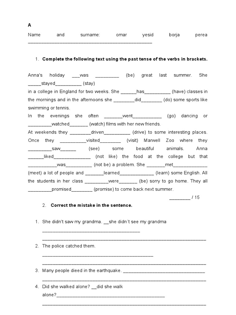 Past Simple 7c PDF | PDF | Linguistic Typology | Syntax