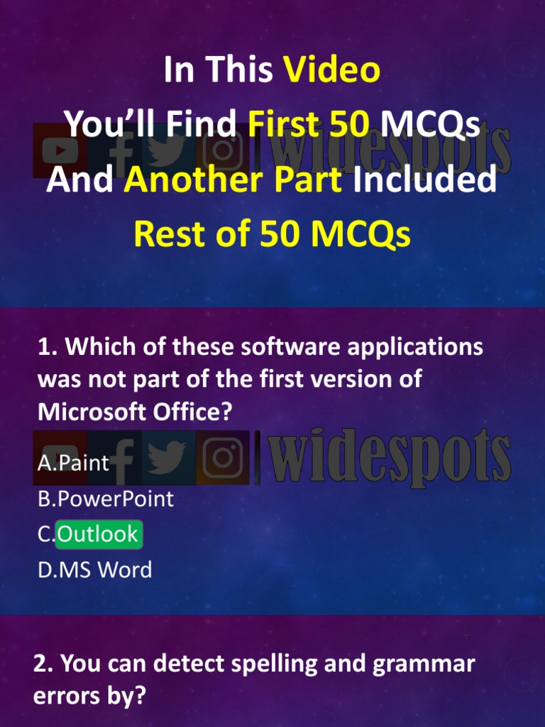 Computer and Ms Office First 50 Mcqs Part 1 PDF | PDF | Keyboard ...