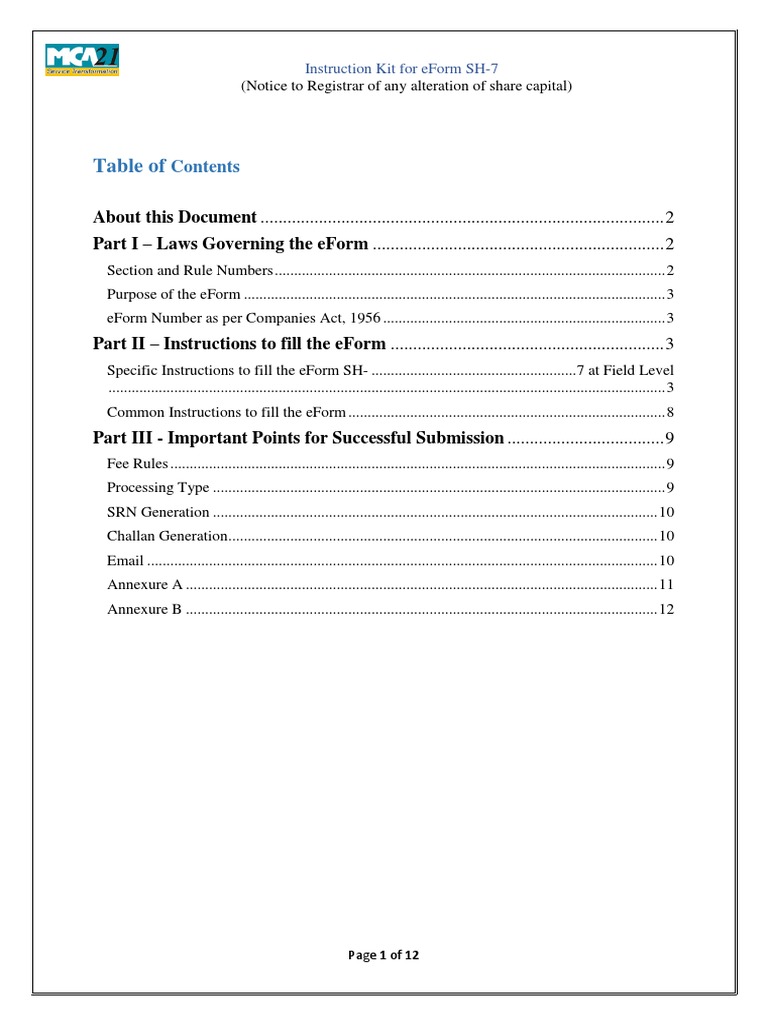 Table Of: Instruction Kit For Eform Sh-7 | PDF | Preferred Stock ...