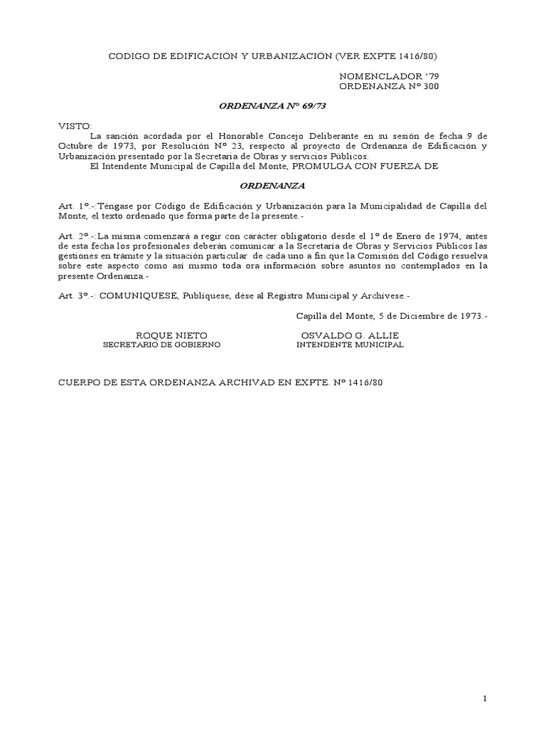300-73 (Código de Edificación) | PDF | Calle | Arquitecto