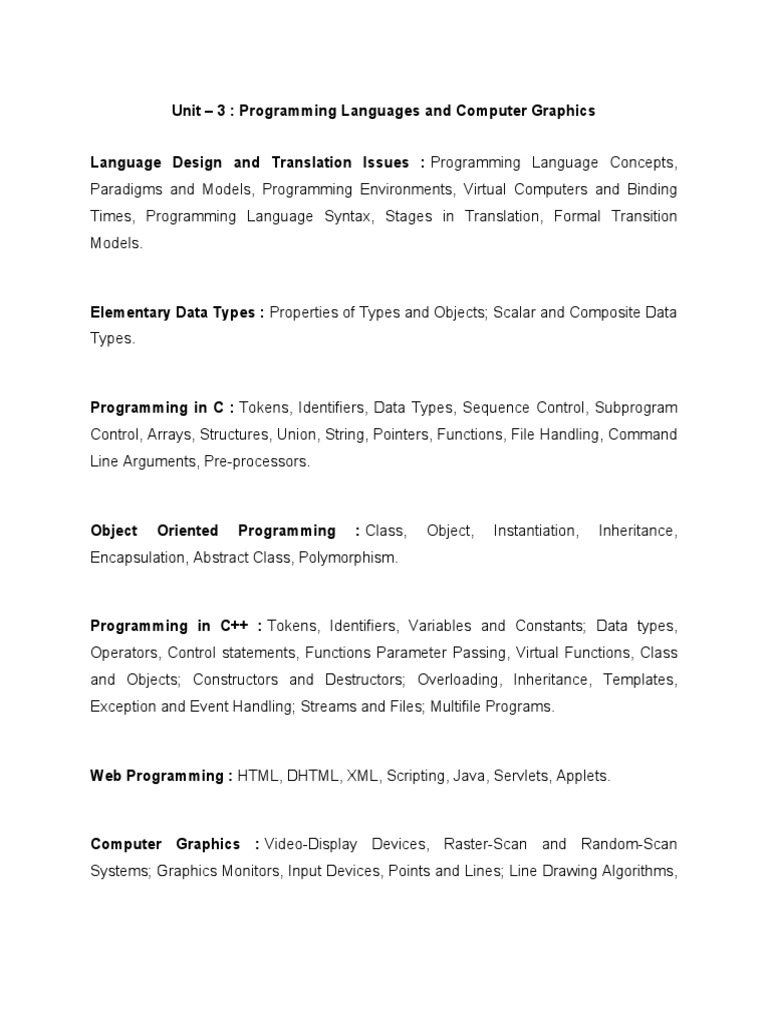 Unit 3 Programming & CG | PDF