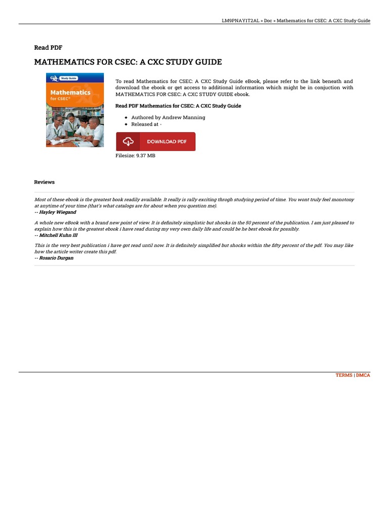 Mathematics For Csec: A CXC Study Guide Mathematics For Csec: A CXC ...