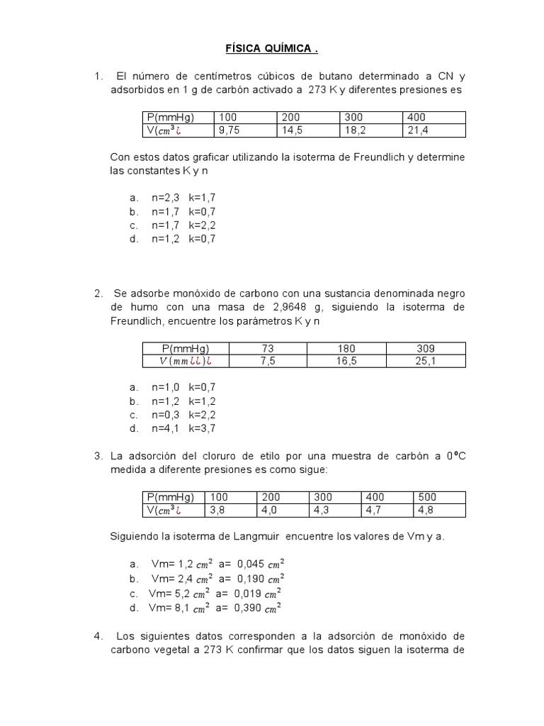 Fisica Quimica Guia 4 | PDF | Ciencia de la superficie | Ciencias fisicas