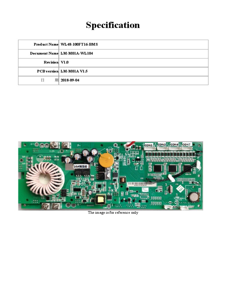 BMS Spec For WL48-100FT16 | PDF | Printed Circuit Board | Electrostatic ...