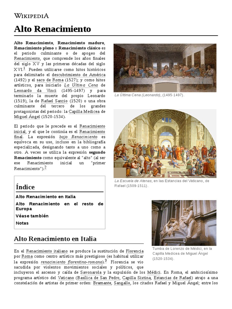 Alto Renacimiento: Arte y Artistas | PDF | Estilo | Renacimiento italiano