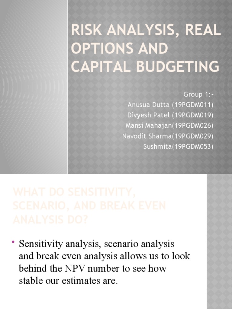 Risk Analysis in Capital Budgeting | PDF | Capital Budgeting ...