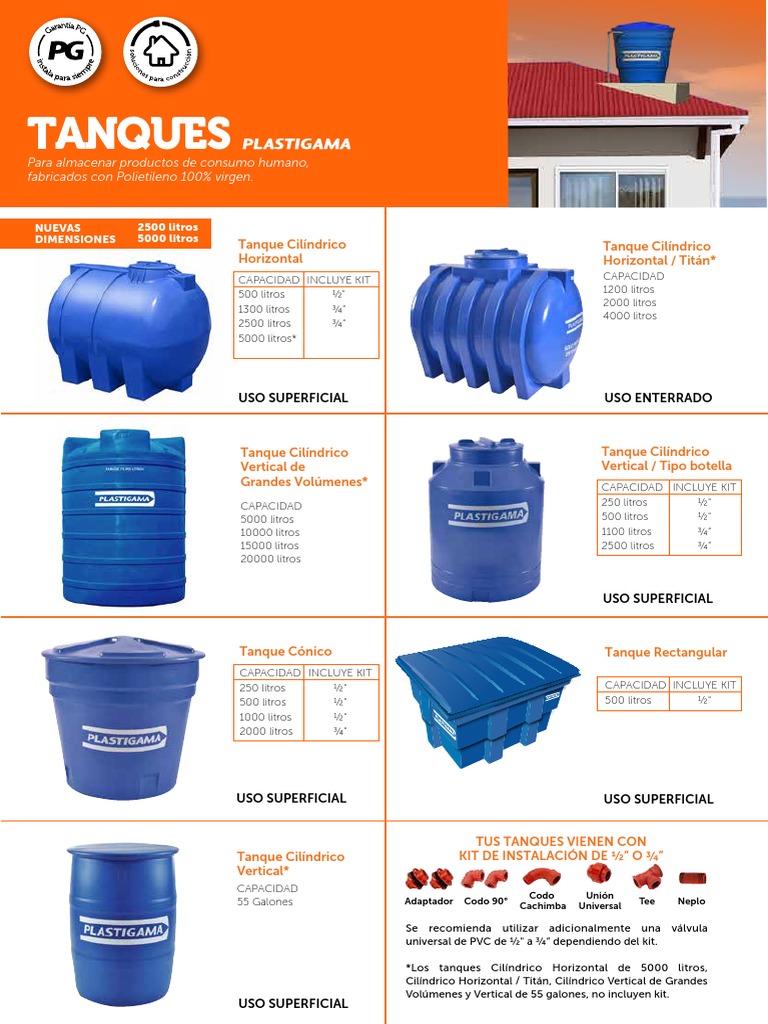 Dimensiones y Capacidades de Tanques | PDF | Litro | Agua