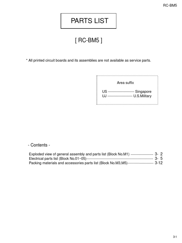 Parts List: (RC-BM5) | PDF | Electronic Circuits | Electronic Engineering