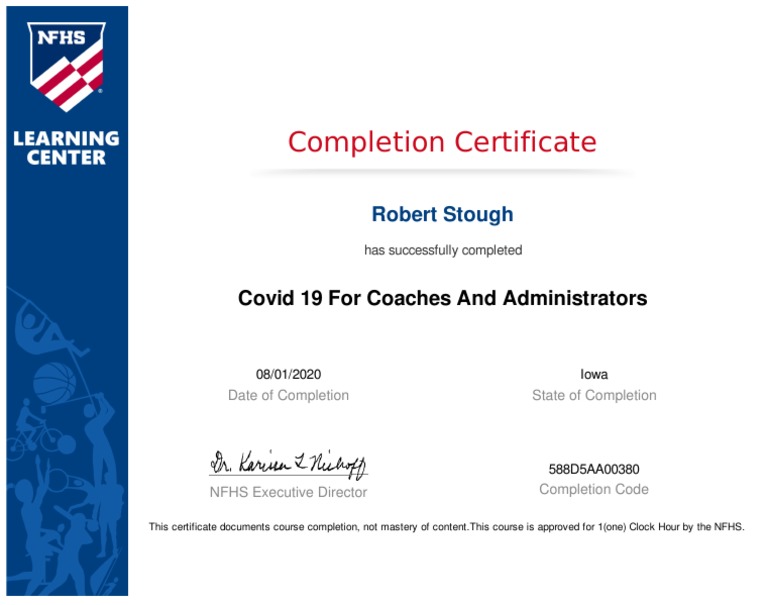 20-21 NFHS Covid-19 Certification | PDF