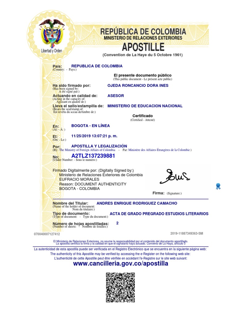 Acta de Grado - Apostilla - A2TLZ137239881 | PDF | Business
