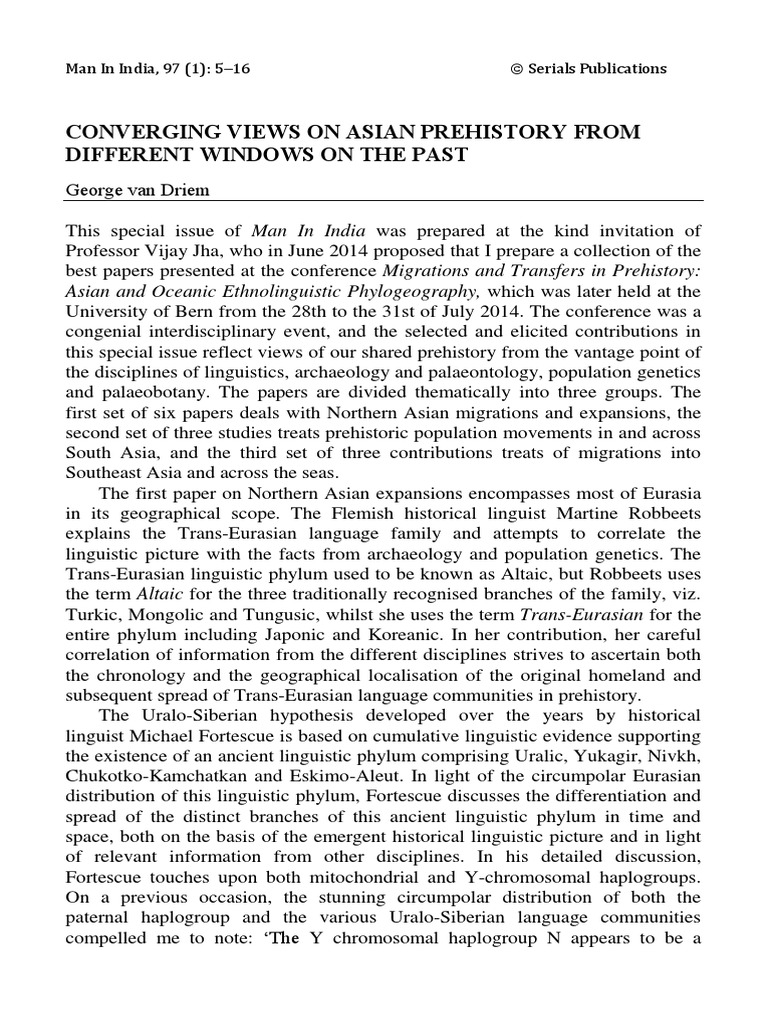 George Van Driem, Converging Views On Asian Prehistory From Different ...