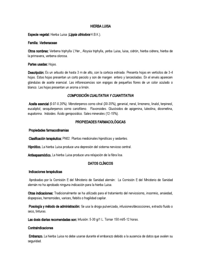 Hierba Luisa | PDF | Drogas | Medicina