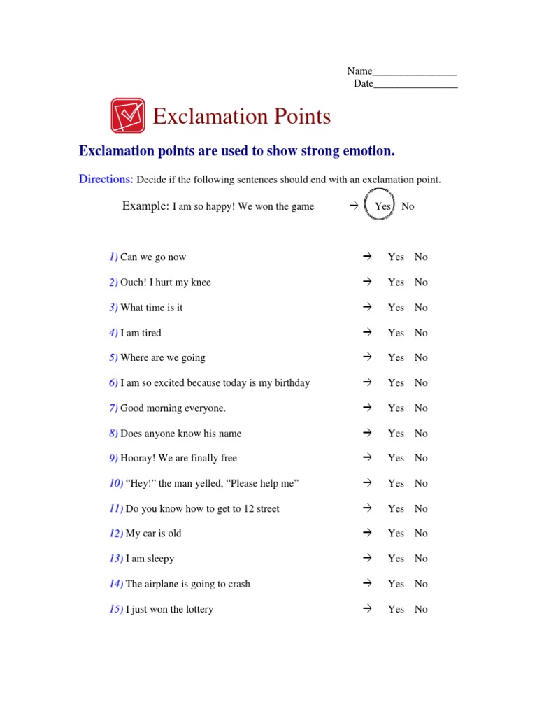 Exclamation Points: Exclamation Points Are Used To Show Strong Emotion ...